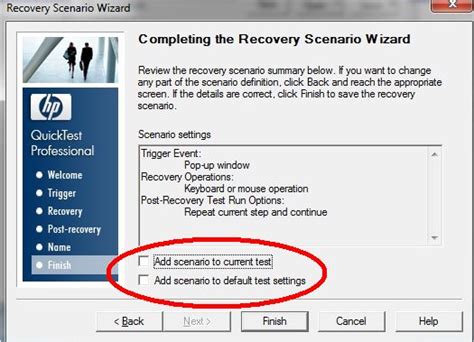 Name Screen And Completing The Recovery Scenario Wizard In Qtp In Testing