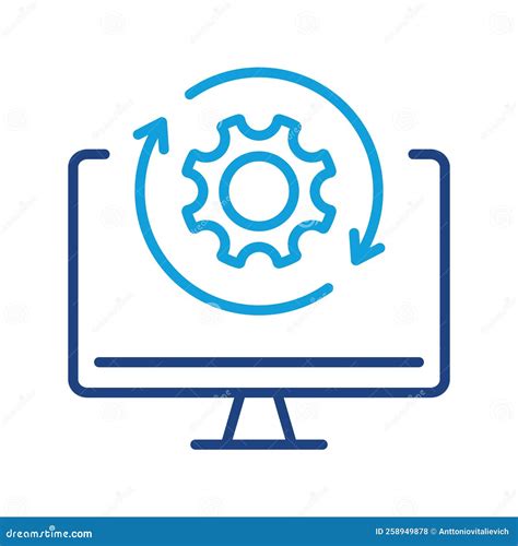 Upgrade Of Software Color Line Icon Computer System Update Linear