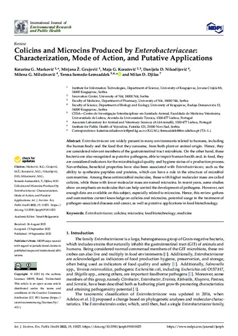Pdf Colicins And Microcins Produced By Enterobacteriaceae