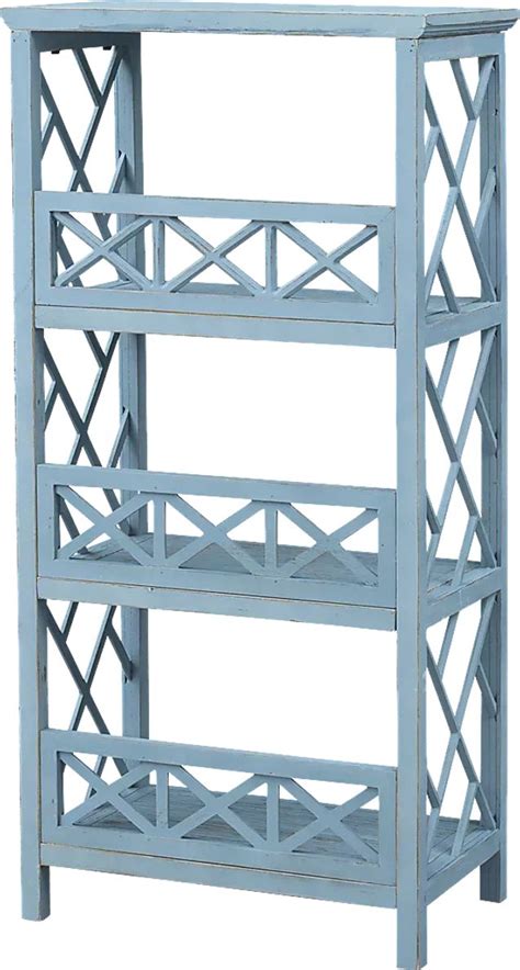 A Blue Shelving Unit With Four Shelves