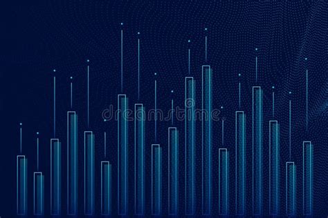 A Futuristic Data Visualization With Glowing Blue Bars Representing Growth And Progress Stock
