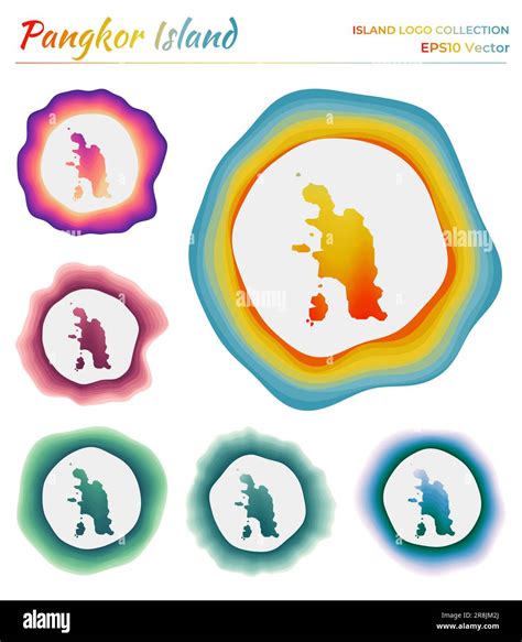 Pangkor Logo Collection Colorful Badge Of The Island Layers Around