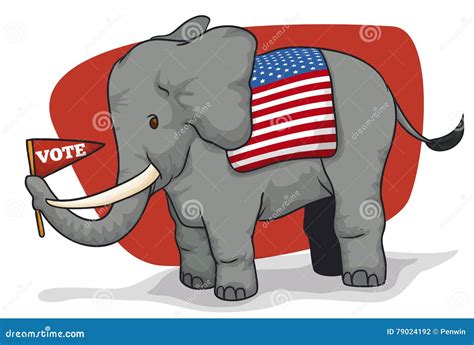 Cute Republican Elephant Holding A Pennant For American Elections