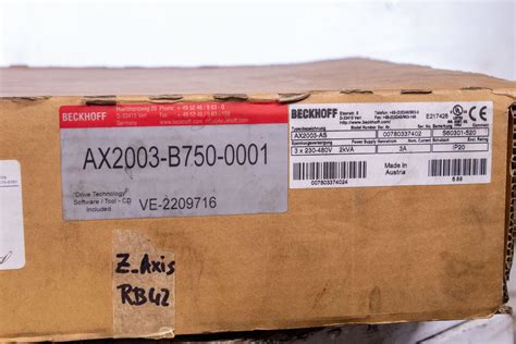 Beckhoff Ax2003 B750 0001 Ax2003 As Digital Compact Servo Drive Hydraulic Junkyard
