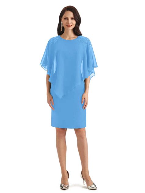 Elegant Chiffon Half Sleeves Knee Length Short Mother Of The Bride