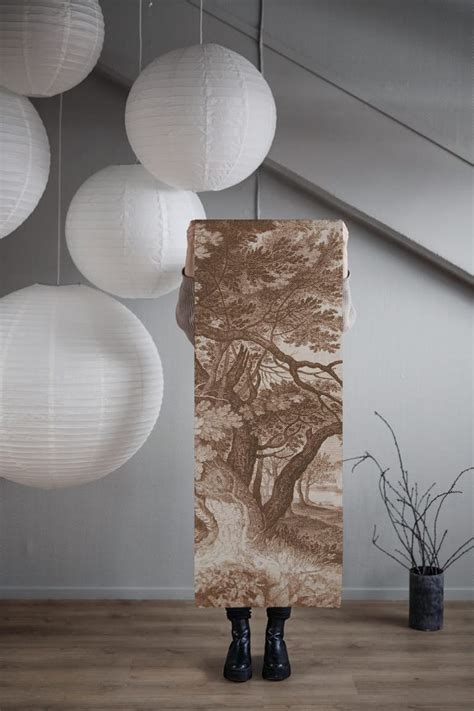 Landscape Etching Tree Wallpaper Happywall
