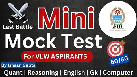 Mini Mock Test 60 Mcq Last Battle Jkssb Vlw Exam Preparation By