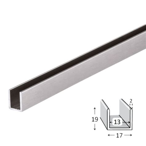 Canal Aluminio Plata 19x17mm Acero Inoxidable Energlass