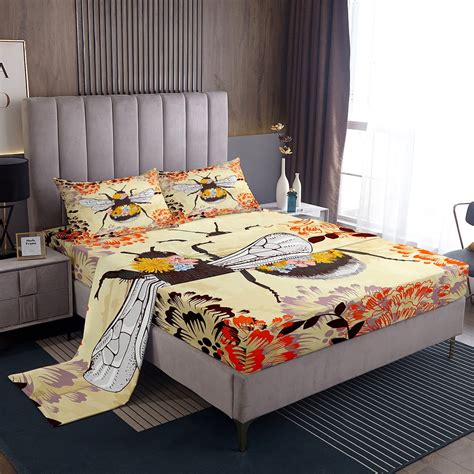 Yst Honeybee Bed Sheets Set Girly Floral King Size Sheet Sets For Girls