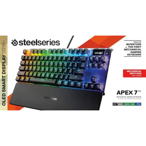 Teclado Gamer Mecânico Steelseries Apex 7 Tkl Rgb Switch Red Us Preto