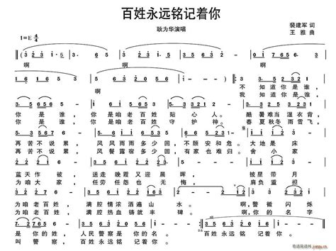裴建军 《百姓永远铭记着你》简谱裴建军 简谱大全