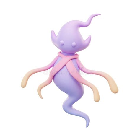 Cute Purple Ghost Cartoon Character 3d Render Stock Illustration Illustration Of Soft Pink