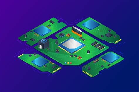 Premium Vector Semiconductor Chip Illustration In Isometric View