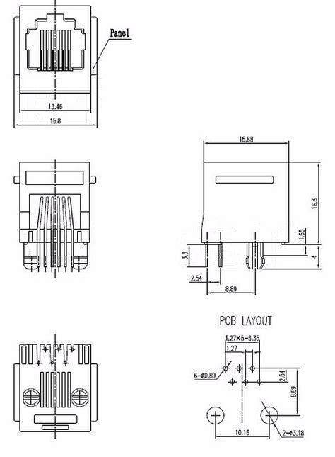 Rj Connector 6p6c Female Kunststof Zwart Rj12 Verticaal Pcb Domoticx