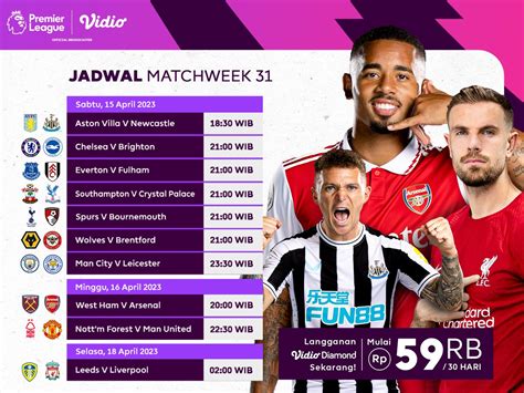 Jadwal Liga Inggris Matchweek 31 Vidio