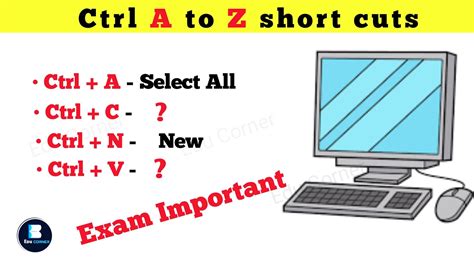 ctrl a to z shortcut keys computer shortcut keys edu corner youtube