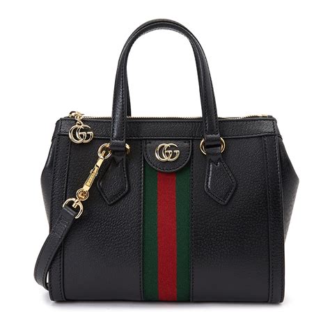 【gucci 古馳】719882 經典ophidia系列綠紅綠織帶皮革飾邊手提斜背兩用包黑色 兩用包 Yahoo奇摩購物中心