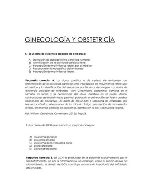 Ginecolog A Y Obstetricia Enarm Banco De Preguntas Dr Bernab Udocz