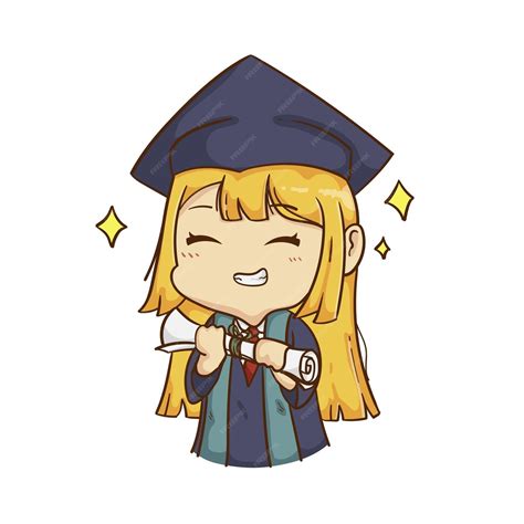 Premium Vector Cute Happy Graduation Girl Very Cheerful Hand Drawn