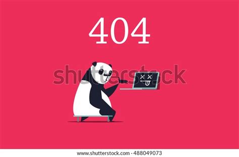 Error 404 Page Sad Panda Pointing Stock Vector Royalty Free 488049073