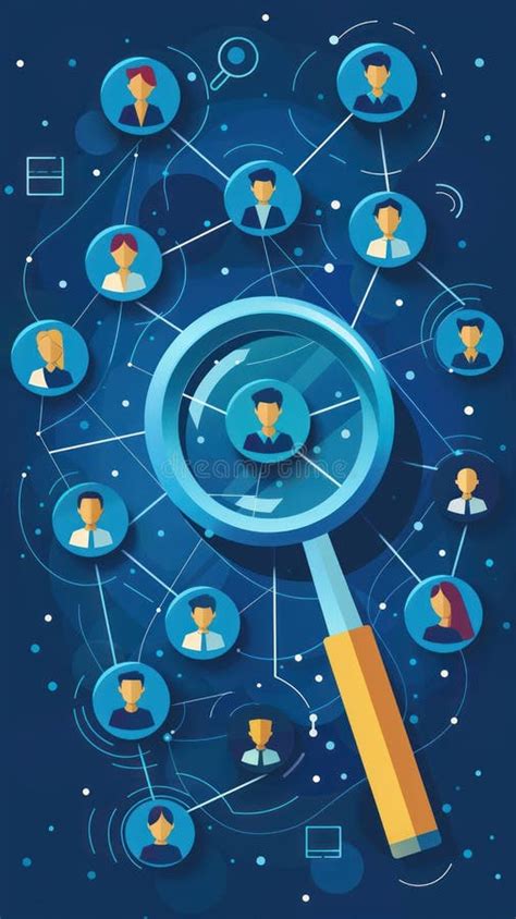 Illustration Of A Magnifying Glass Highlighting A Person Amid A Network Of Connected Individuals