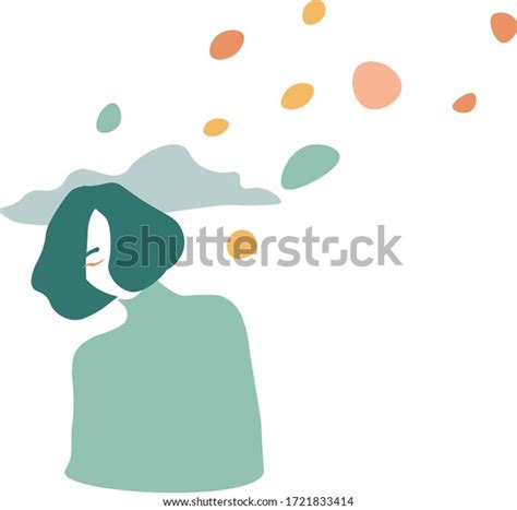 Vector Illustration Girl Thinking Cloud Flat Stock Vector Royalty Free