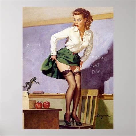 Vintage Naughty Teacher Pin Up Girl Poster Zazzle Com