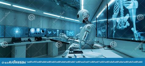 A Humanoid Robot With A Sleek White Design Is Standing In A High Tech