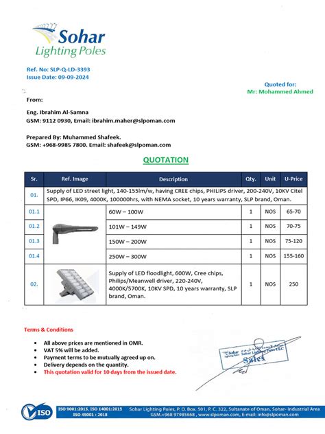 Quotation Ref No Slp Q Ld 3393 Issue Date 0 09 2024 Quoted For Pdf