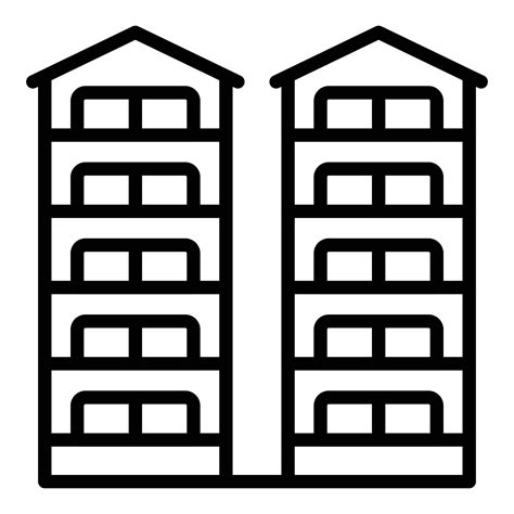 City Multistory Icon Outline Vector Building Block Vector Art