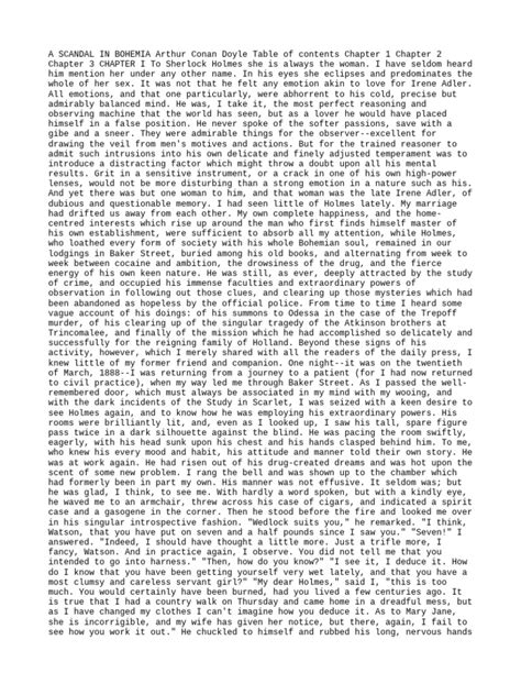 A Scandal In Bohemia Pdf A Scandal In Bohemia Sherlock Holmes