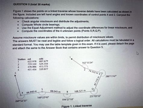 Solved Question Total 30 Marks Figure Shows The Points On Linked Traverse Whose Traverse