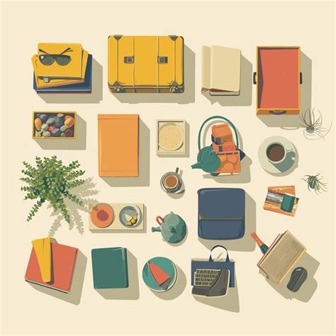 Top Down Vector Art Of Yard Sale In Orthographic Style Premium Ai