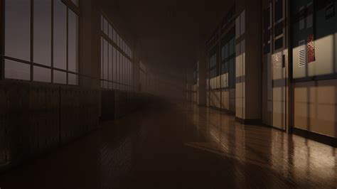 Japanese School Hallway 3d Scene Model Turbosquid 2038376