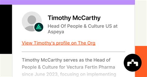 Timothy Mccarthy Head Of People And Culture Us At Aspeya The Org