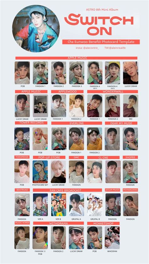 CHA EUNWOO PHOTOCARD TEMPLATE SWITCH ON Archivo De Fotos Cha Eun Woo