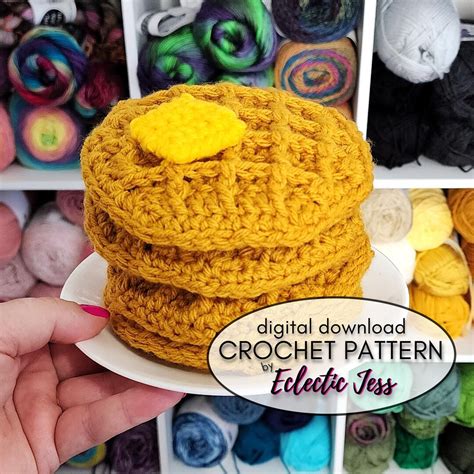 Waffle Crochet Pattern Only Crochet Food Amigurumi Food Crochet