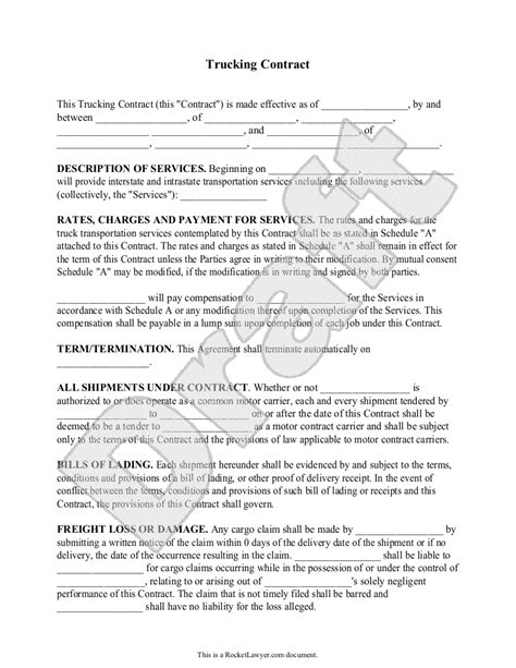 Transport Agreement Template