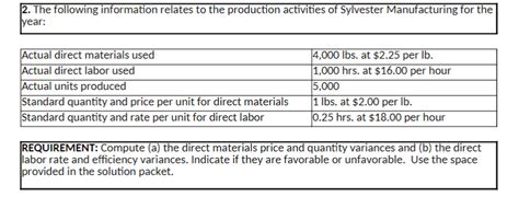 Solved Compute A The Direct Materials Price And Quantity Chegg Com