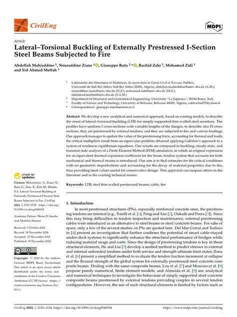 Lateral Torsional Buckling Of Externally Prestress Pdf Buckling Beam Structure