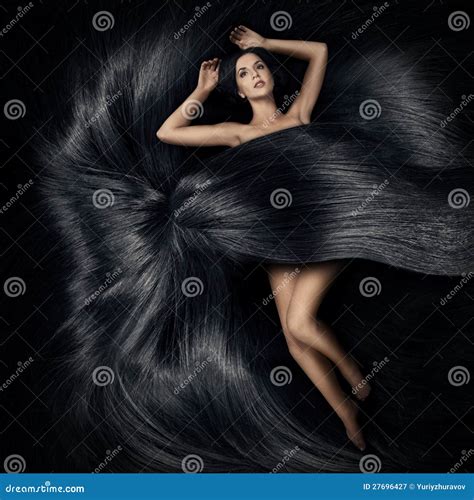 Woman Lying On The Hair And Cover Her Body Royalty Free Stock