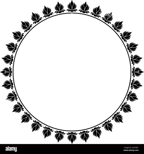 Floral Round Frame Design Concept Isolated On White Background Vector