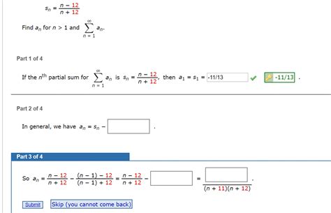 solved assume the n th partial sum of a series 8 a n n 1 is the