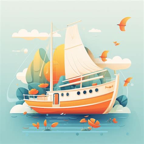 Vetor De Ilustração De Barco Vetor Premium