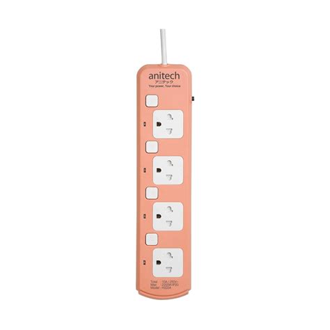 Anitech ปลั๊กไฟ มาตรฐาน มอก 4ช่อง 4สวิตซ์ รุ่น H3334 Pink Tnmagnate