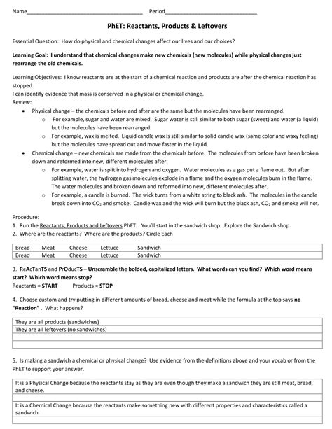 Phet Reactants Products Leftovers DocsLib