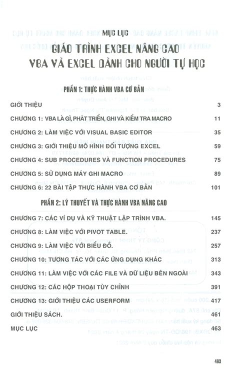 Giáo Trình Excel Nâng Cao Vba Và Excel Dành Cho Người Tự Học Dùng