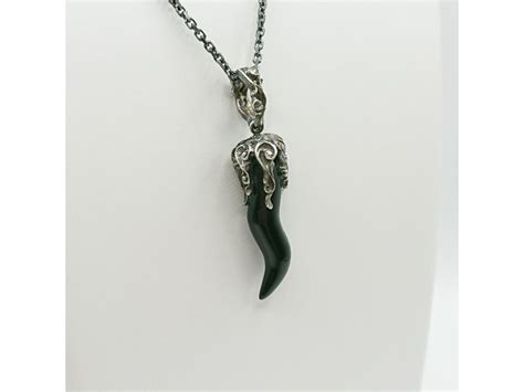 Collana Maria E Luisa Jewels In Argento Brunito Con Corno Pendente In Onice