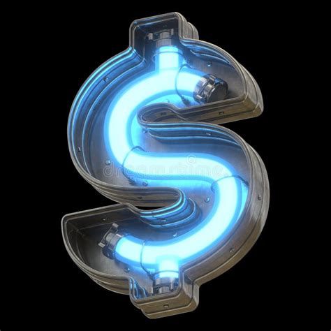 Fuente Futurista Metálica Con Luces De Neón Azules Stock de