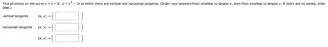 Solved DNE Vertical Tangents X Y Horizontal Tangents Chegg Com